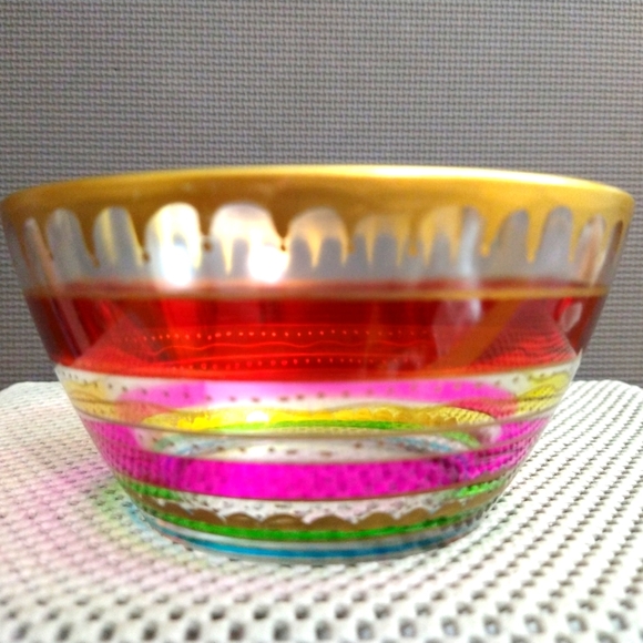 Dining | Vintage Hand Painted Gold Rim Glass Bowl | Poshmark